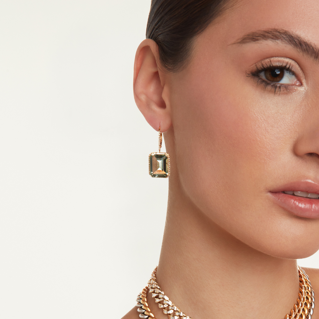 GREEN AMETHYST & DIAMOND PORTRAIT EARRINGS – SHAY JEWELRY