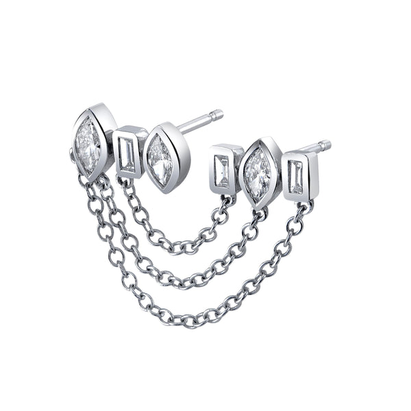 READY TO SHIP MIXED DIAMOND DUO CHAIN STUD