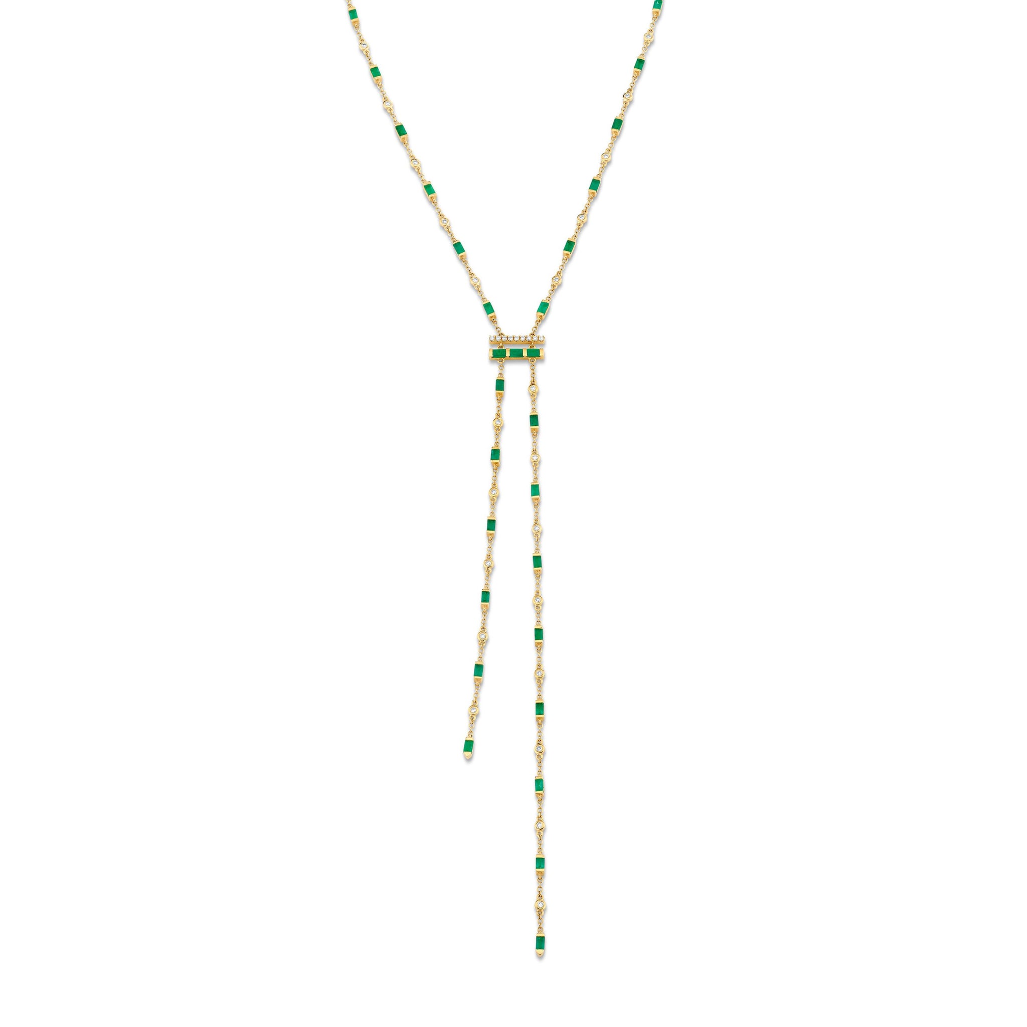 EMERALD & DIAMOND CASCADE Y NECKLACE