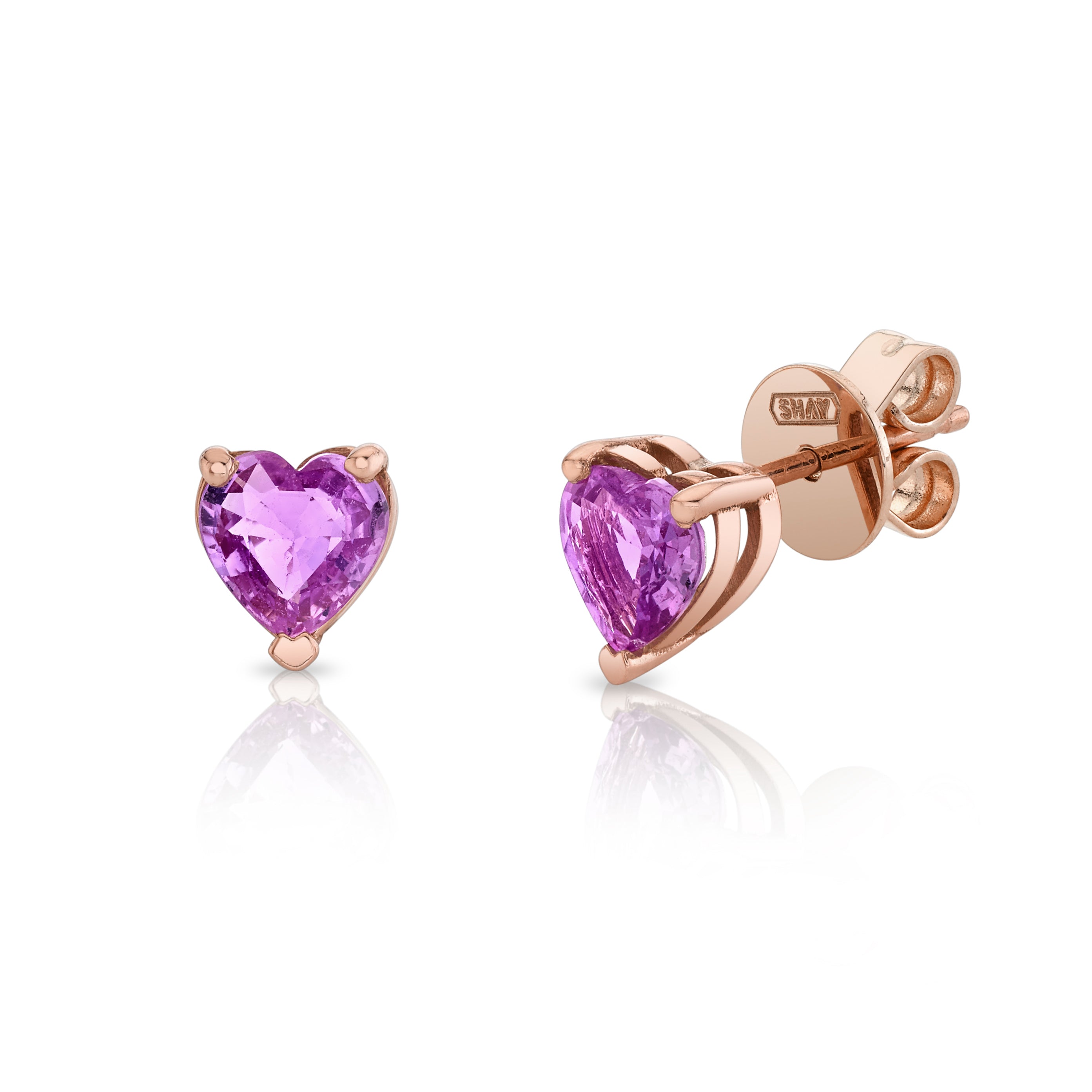 Pink sapphire heart earrings store
