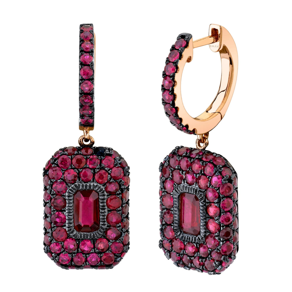 RUBY PAVE BAGUETTE DROP EARRINGS – SHAY JEWELRY
