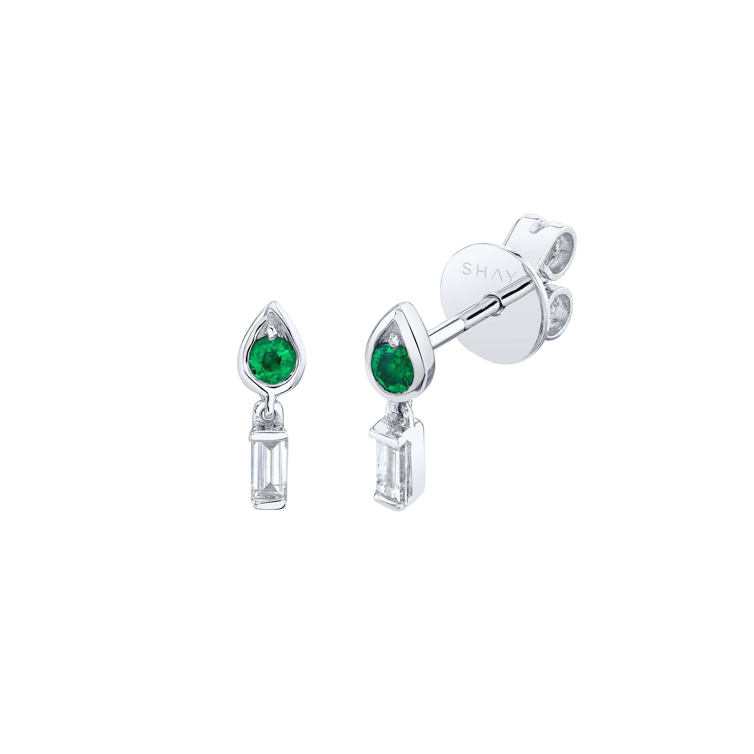 Mini Me Diamond Emerald It s Lit Studs White Gold Emerald