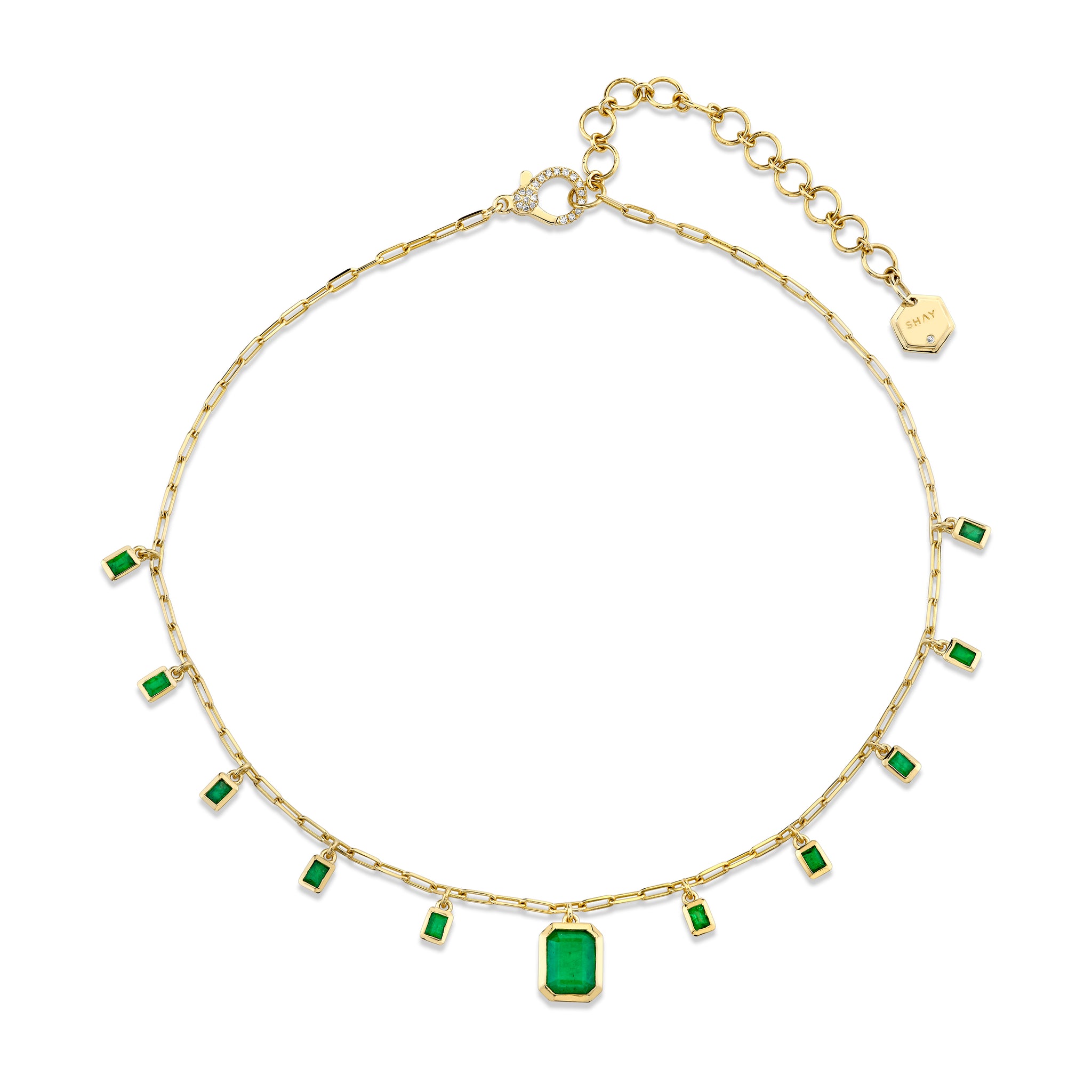 READY TO SHIP EMERALD BAGUETTE DROP CHOKER