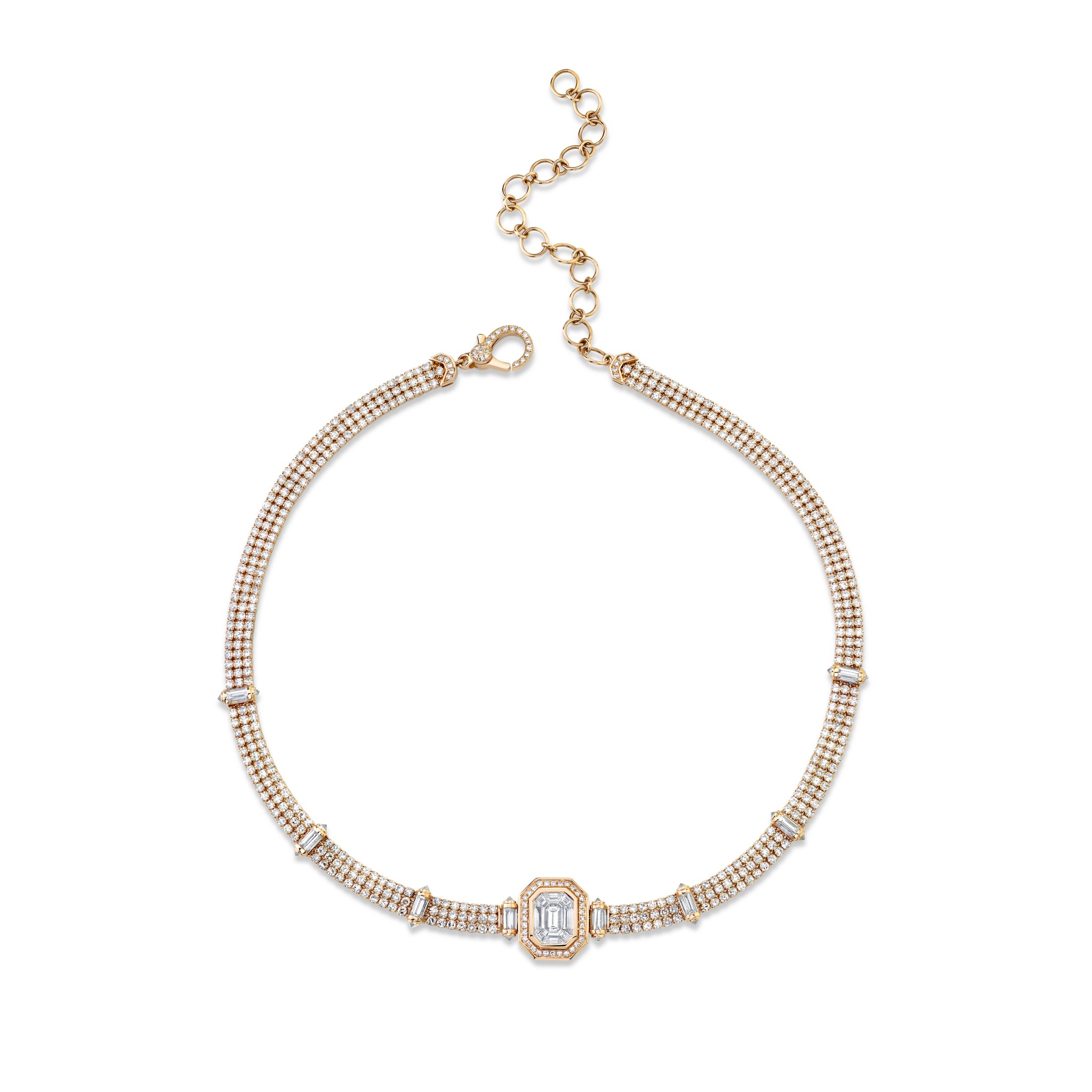 READY TO SHIP DIAMOND TRIPLE THREAD ILLUSION CHOKER