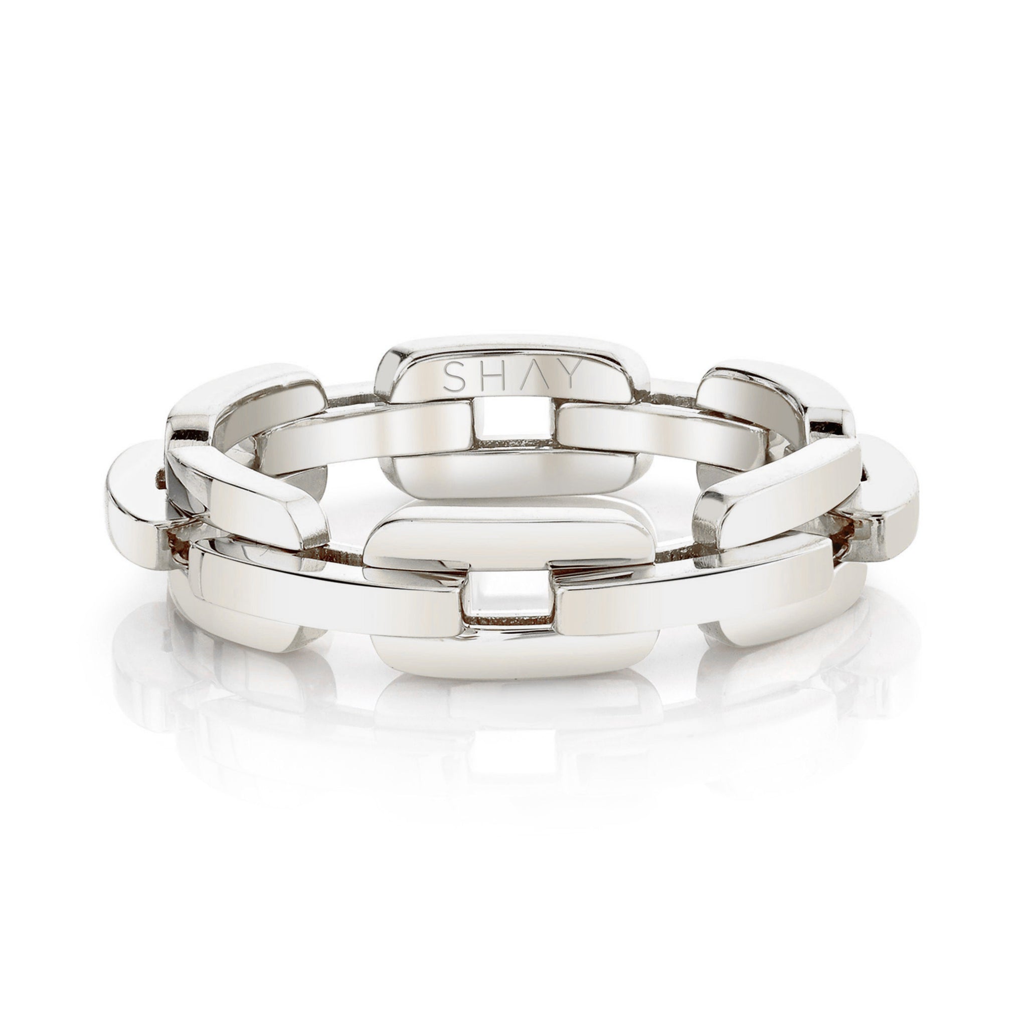 MEN'S SOLID GOLD DECO LINK RING