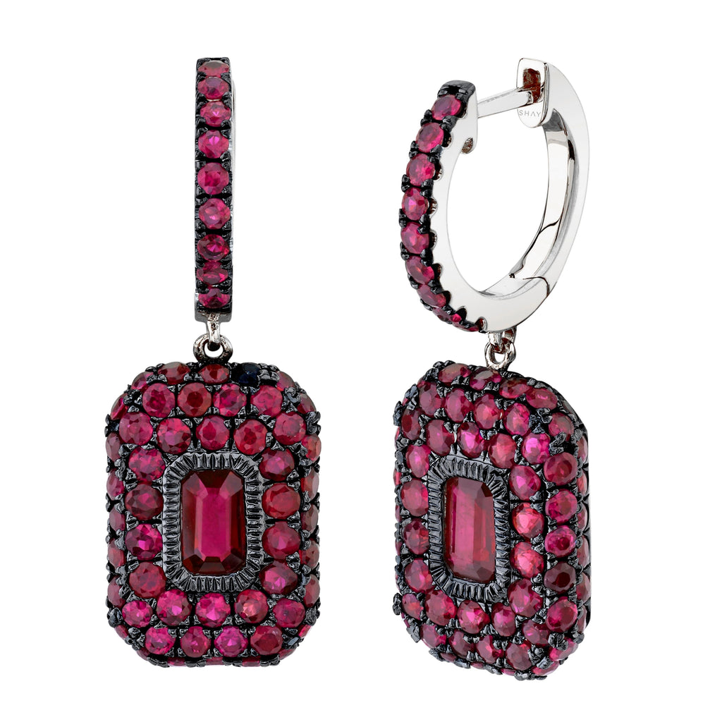 RUBY PAVE BAGUETTE DROP EARRINGS – SHAY JEWELRY